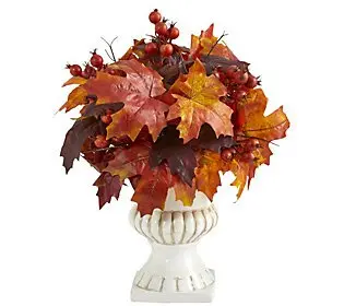 NEARLY NATURAL 20' Autumn Maple Leaf & Berries Lant - One-color