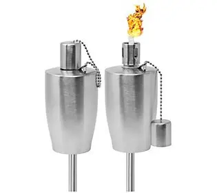 MATNEY Stainless Steel Outdoor Torch 2 Pack - Silver