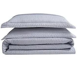 TRULY SOFT Grey Multi Stripe Full/queen 3 Piece Quilt Set