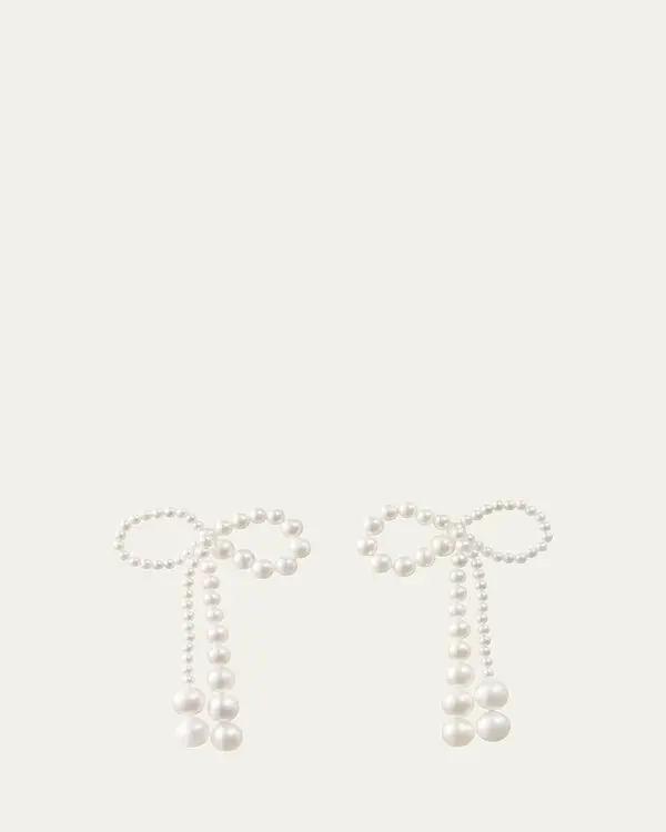 Sophie Bille Brahe Grande Rosette De Pearls Large Bow Earrings - Gold