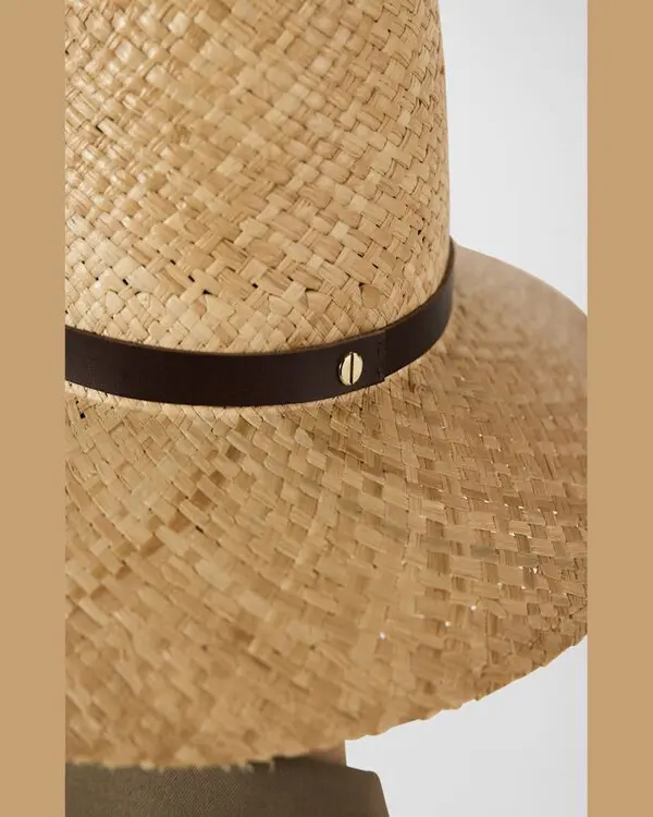 Janessa Leoné Dora Large-Brim Raffia Fedora Hat - Natural  display picture 3