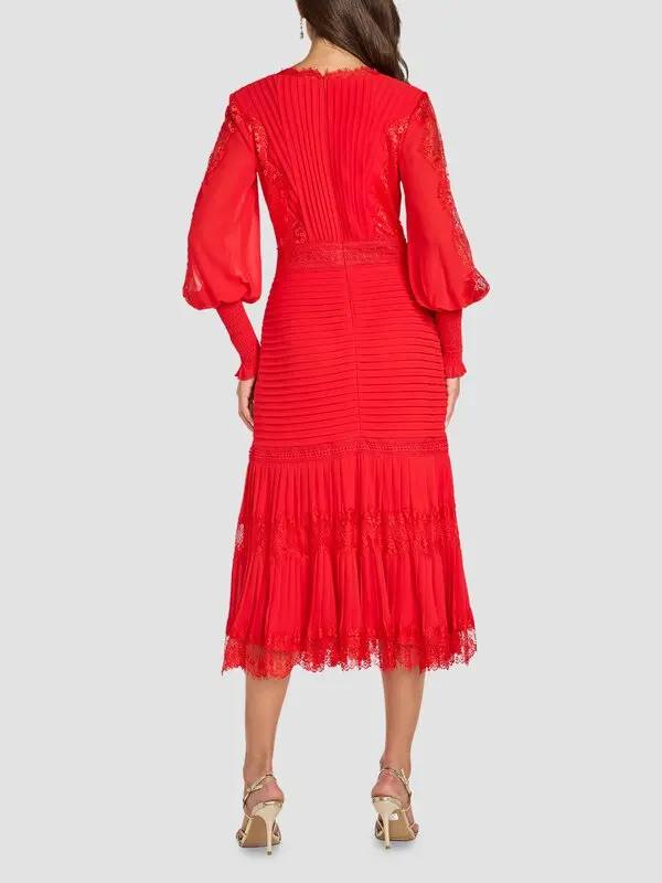Tadashi Shoji Lace Balloon-sleeve Midi-dress