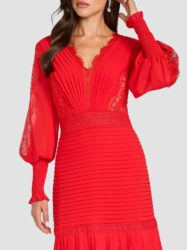Tadashi Shoji Lace Balloon-sleeve Midi-dress
