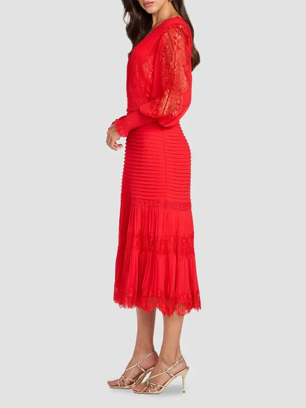 Tadashi Shoji Lace Balloon-sleeve Midi-dress