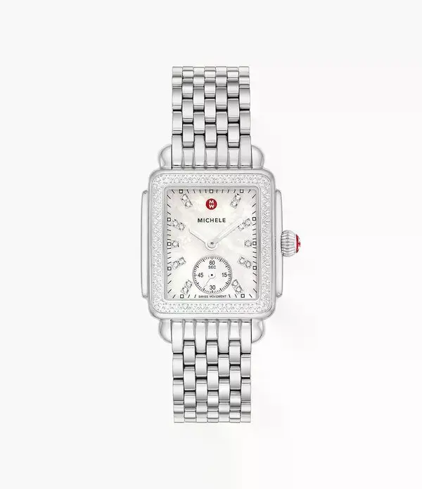 Michele Deco Mid Diamond Stainless Steel Watch - Silver