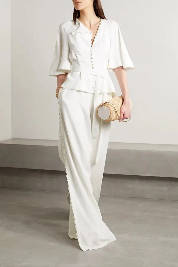 Altuzarra Dafishy Belted Crepe Blouse