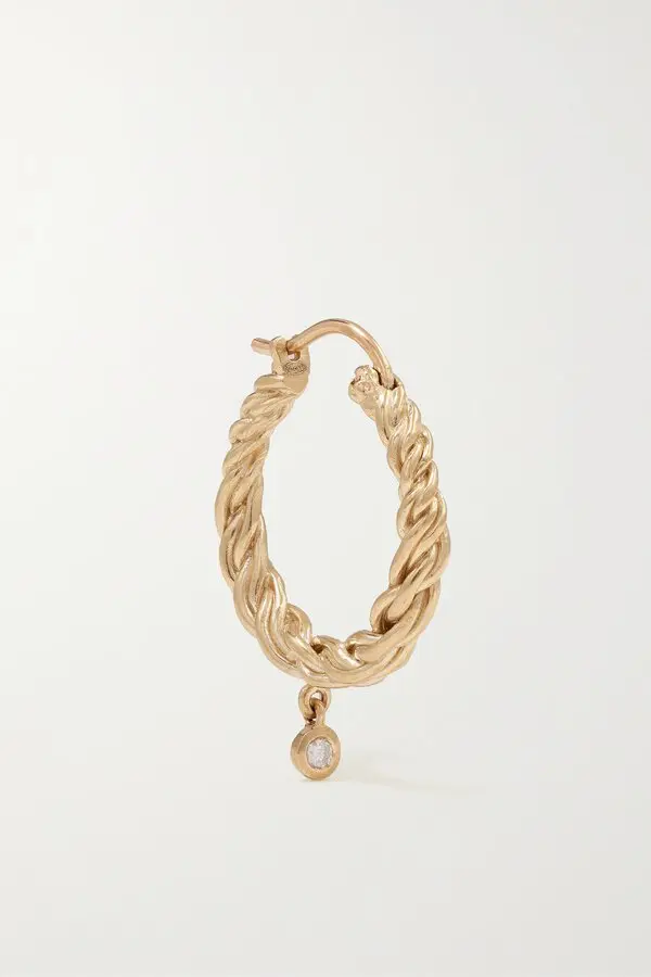 Pascale Monvoisin Noa 9-karat Diamond Hoop Earring - Gold