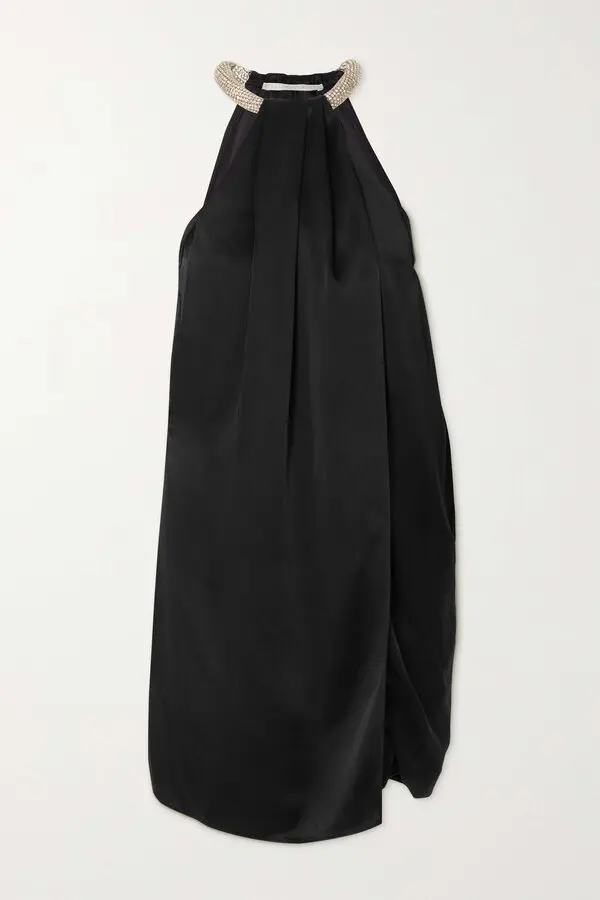 Stella McCartney Embellished Draped Satin-crepe Halterneck Mini Dress