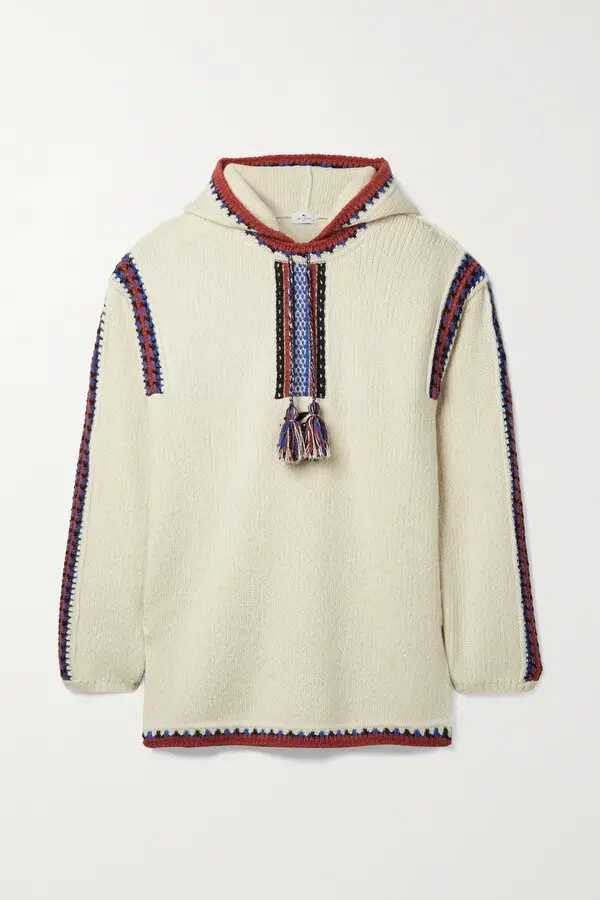 Etro Klara Hooded Embroidered Wool-blend Sweater
