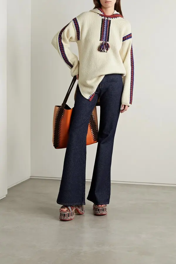 Etro Klara Hooded Embroidered Wool-blend Sweater