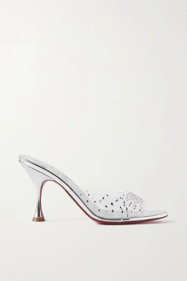 CHRISTIAN LOUBOUTIN Degramule Strass 85 Crystal-embellished Pvc Mules