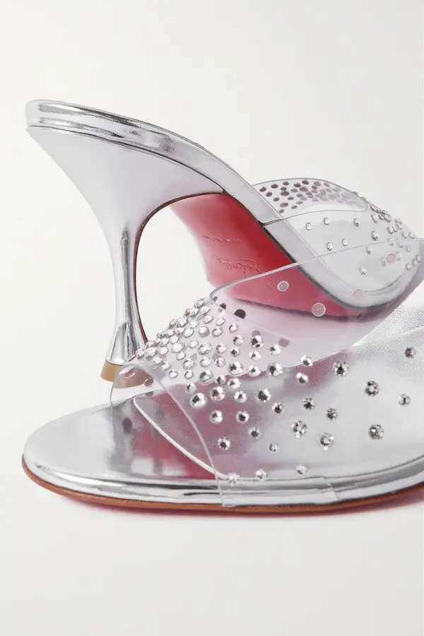 CHRISTIAN LOUBOUTIN Degramule Strass 85 Crystal-embellished Pvc Mules