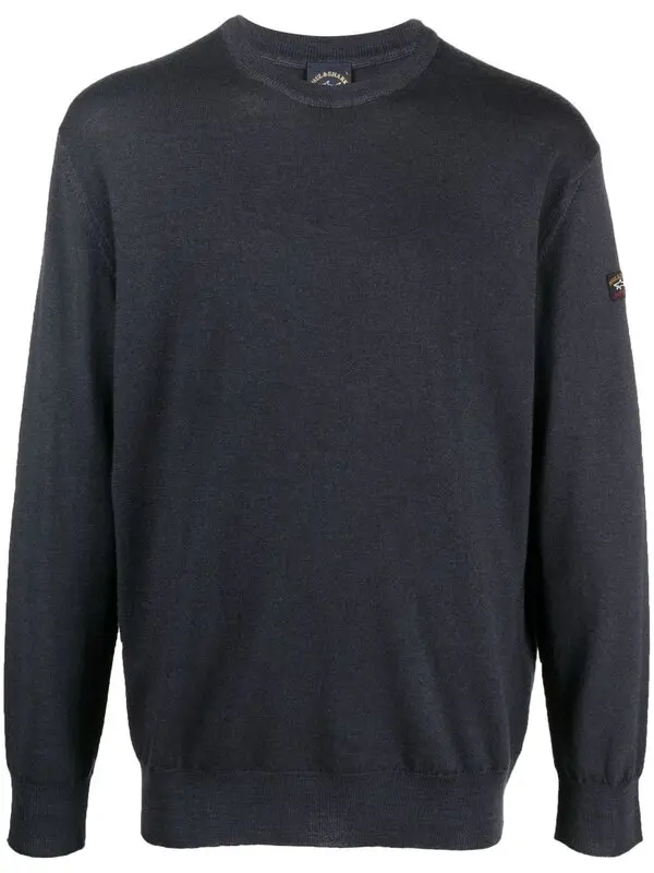 Paul & Shark Round-neck Virgin-wool Jumper - Blue