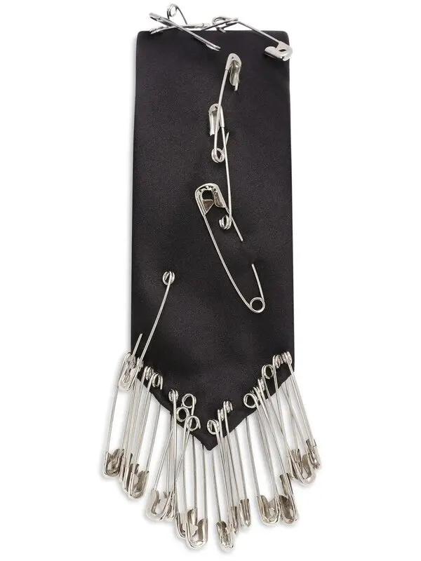 Dolce & Gabbana Safety Pin-embellished Silk Tie