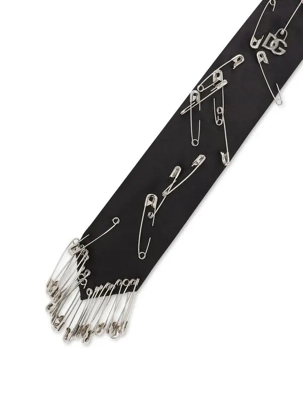Dolce & Gabbana Safety Pin-embellished Silk Tie