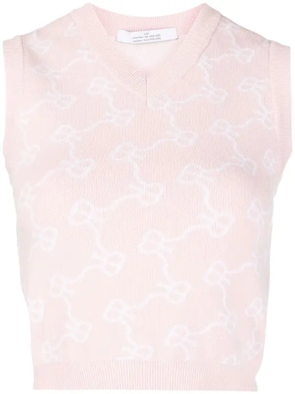 Rokh Monogram-pattern Cropped Vest - Pink