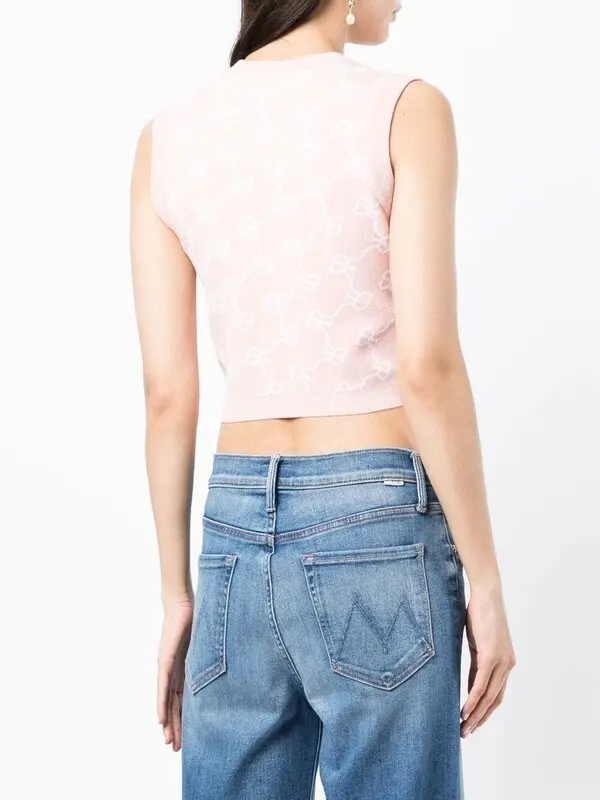 Rokh Monogram-pattern Cropped Vest - Pink