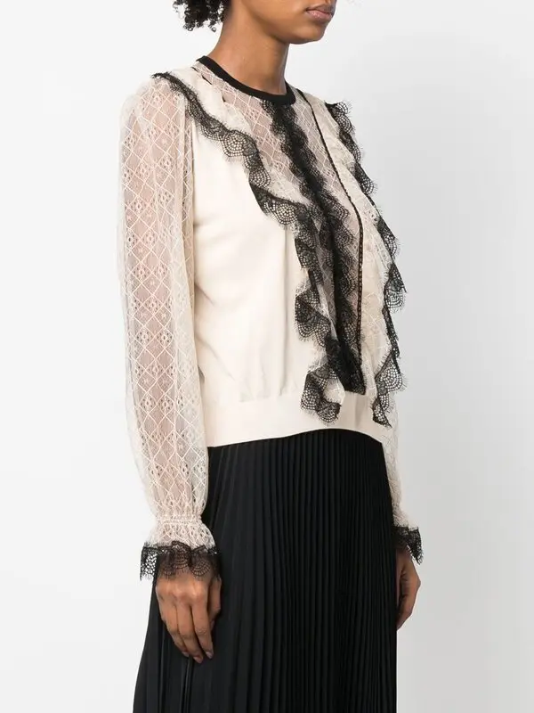 Alberta Ferretti Lace Detail Long Sleeve Blouse