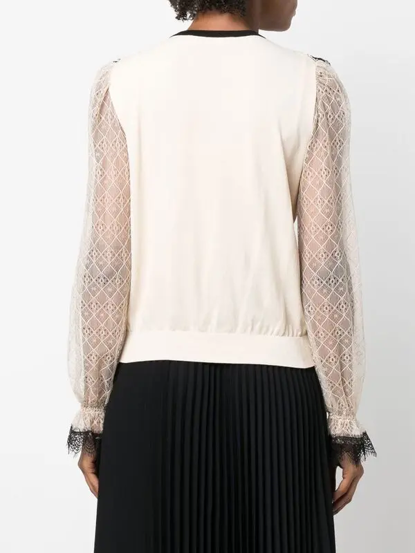Alberta Ferretti Lace Detail Long Sleeve Blouse