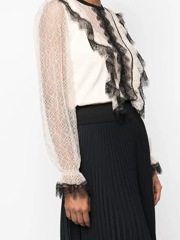 Alberta Ferretti Lace Detail Long Sleeve Blouse