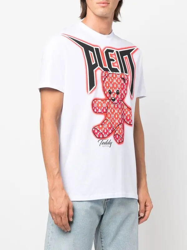 Philipp Plein Spray-effect Teddy Bear-print T-shirt - White