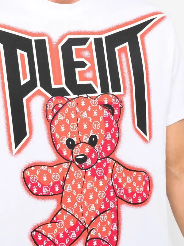 Philipp Plein Spray-effect Teddy Bear-print T-shirt - White