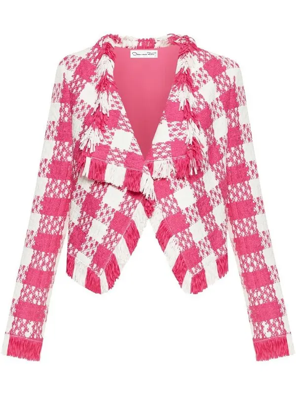 Oscar De La Renta Check-pattern Woven Jacket - Pink