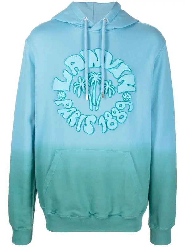 LANVIN Embossed Logo Ombré Cotton Hoodie