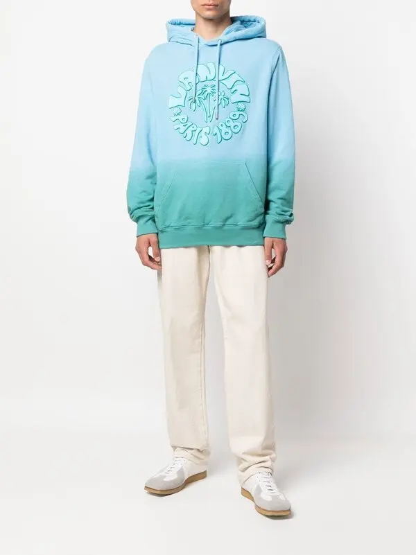 LANVIN Embossed Logo Ombré Cotton Hoodie
