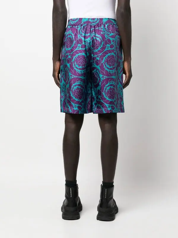 Versace Barocco Silhouette-print Silk Shorts