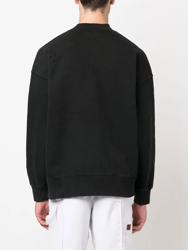 Palm Angels Burning Logo-print Distressed Sweatshirt - Black