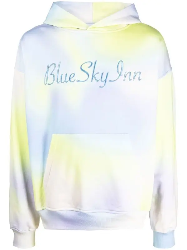 BLUE SKY INN Logo-embroidered Tie-dye Hoodie - Blue