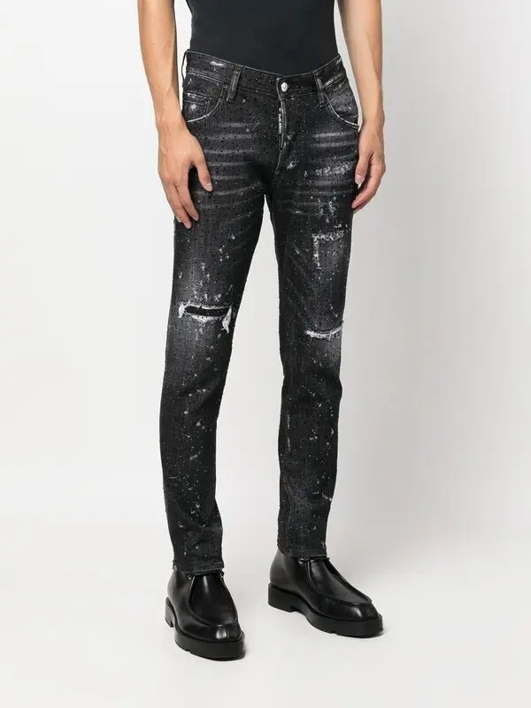 Dsquared2 Skater Rhinestone-Embellished Skinny Jeans In Black - 65