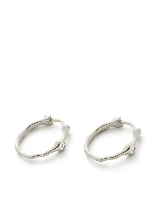Monica Vinader Siren Diamond Small Hoop Earrings - Silver