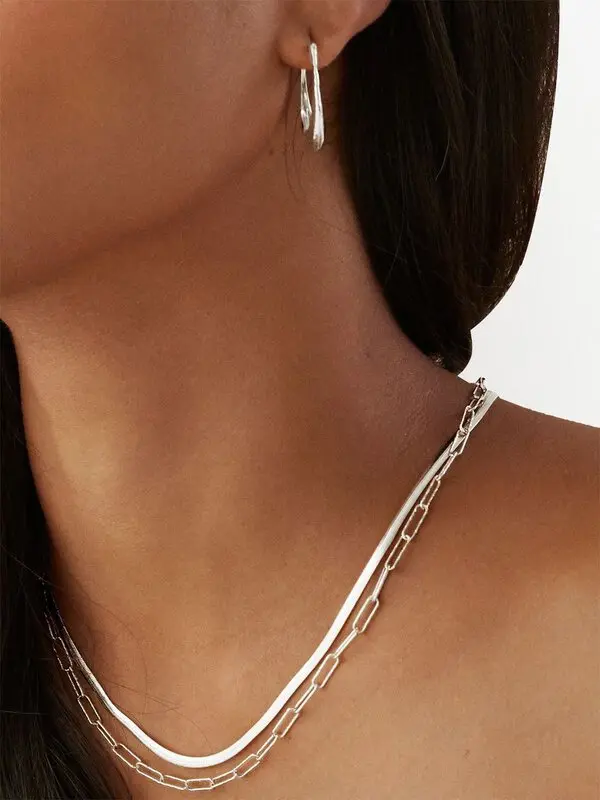 Monica Vinader Recycled Snake Chain Necklace - Silver