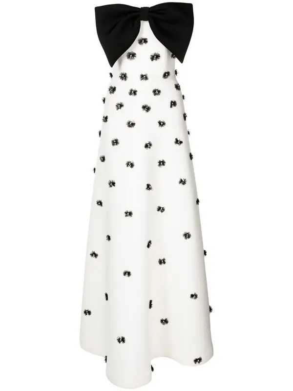 SAIID KOBEISY Beaded Strapless Evening Dress