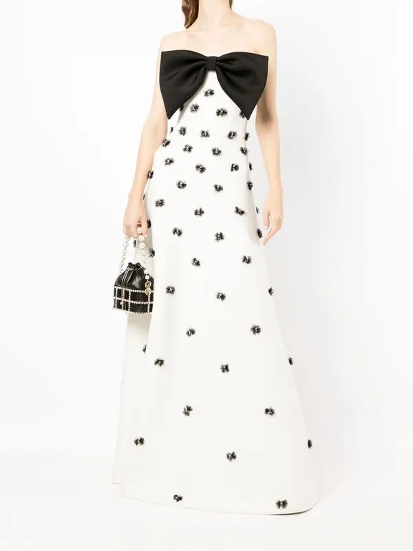 SAIID KOBEISY Beaded Strapless Evening Dress