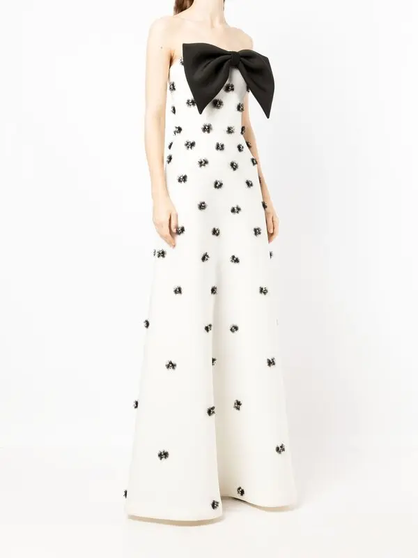 SAIID KOBEISY Beaded Strapless Evening Dress
