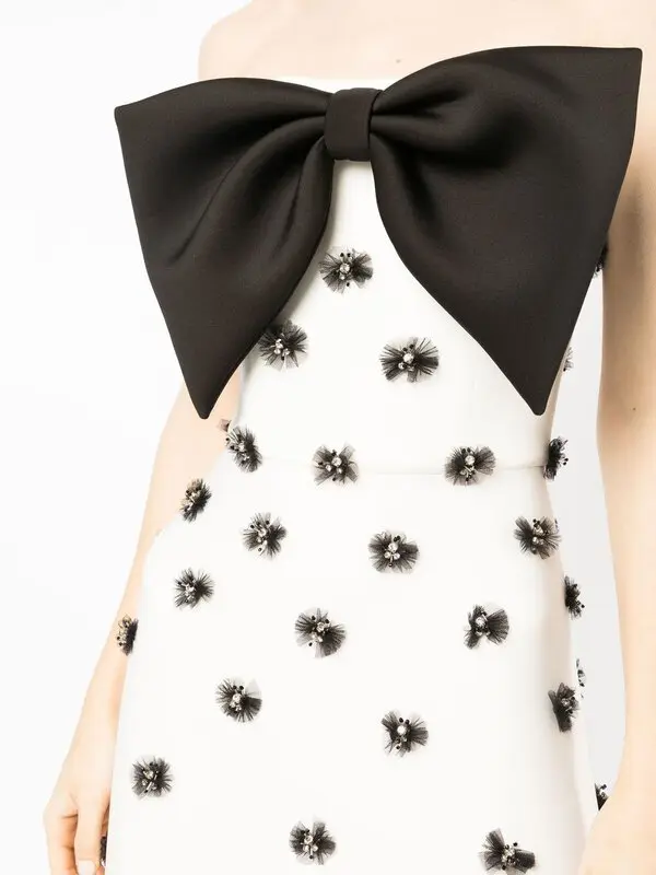 SAIID KOBEISY Beaded Strapless Evening Dress