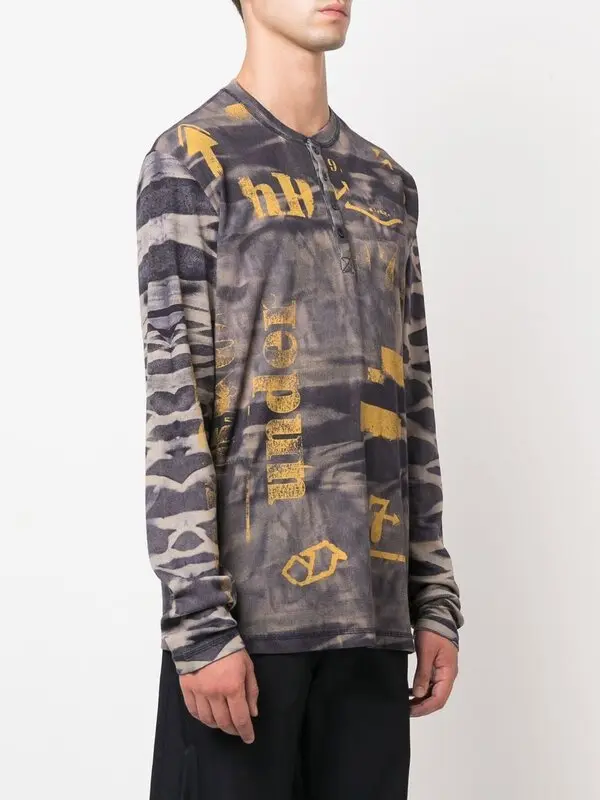 DIESEL® Graphic-print Buttoned T-shirt
