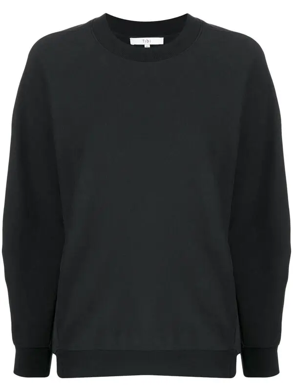 Tibi Cut Out-detail Crew Neck Sweatshirt - Black