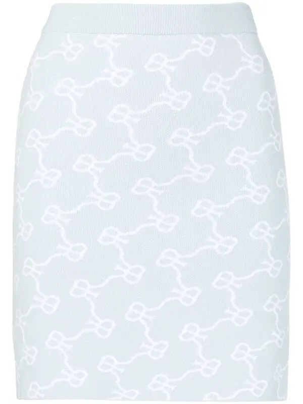 Rokh Monogram Pattern Knitted Pencil Skirt - Blue