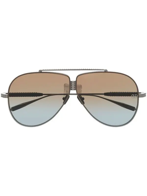 Valentino Garavani Rockstud Pilot-frame Sunglasses - Black