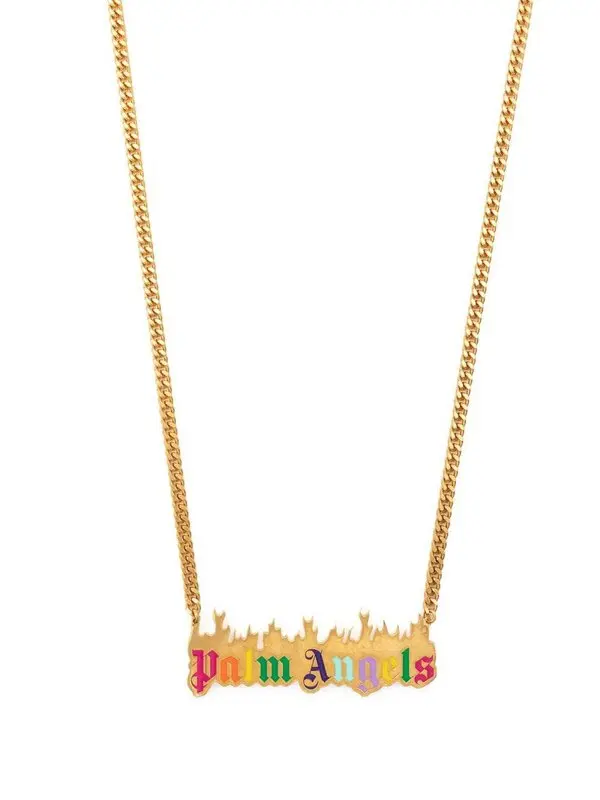 Palm Angels Logo-plaque Curb Chain Necklace - Gold