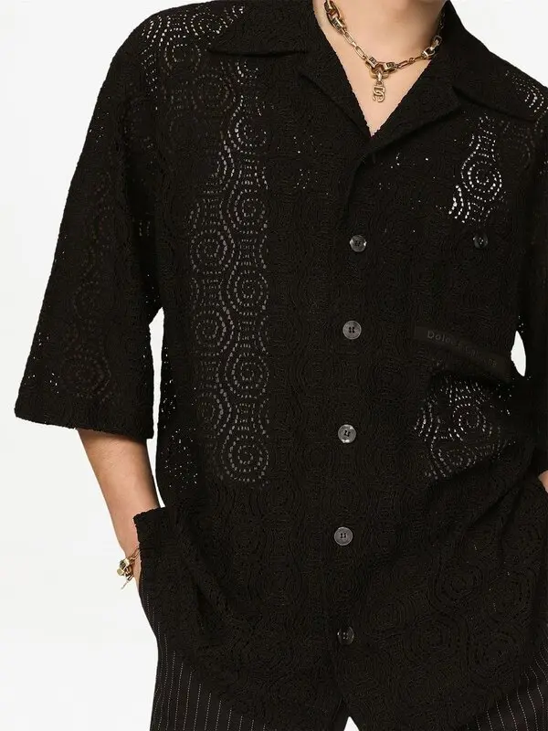 Dolce & Gabbana Cordonetto-lace Bowling Shirt