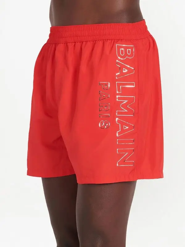 Balmain Metallic-logo Swim Shorts