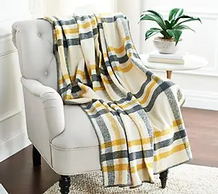 PACIFIC THYME Oversized Plaid Throw Blanket - One-color