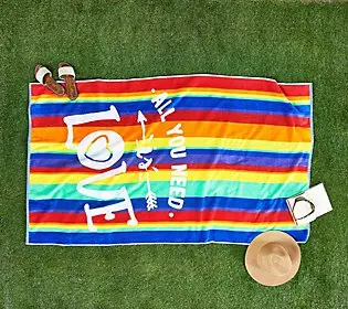 HOME REFLECTIONS Oversized Rainbow Jacquard Beach Towel - One-color