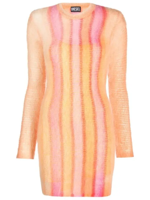 DIESEL® Striped Knit Bodycon Dress - Orange
