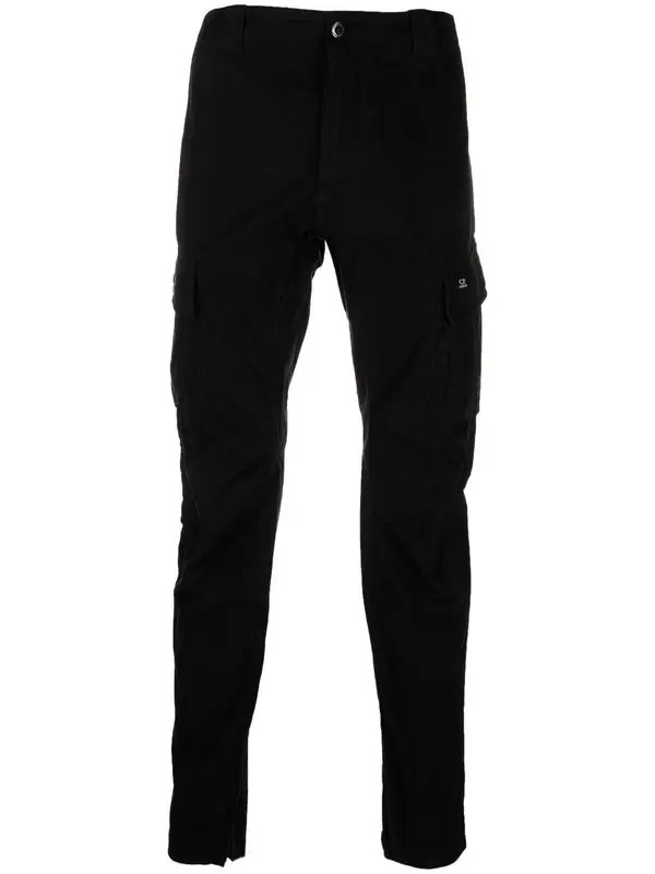 C.P. COMPANY Logo-patch Tapered Cargo Trousers - Black